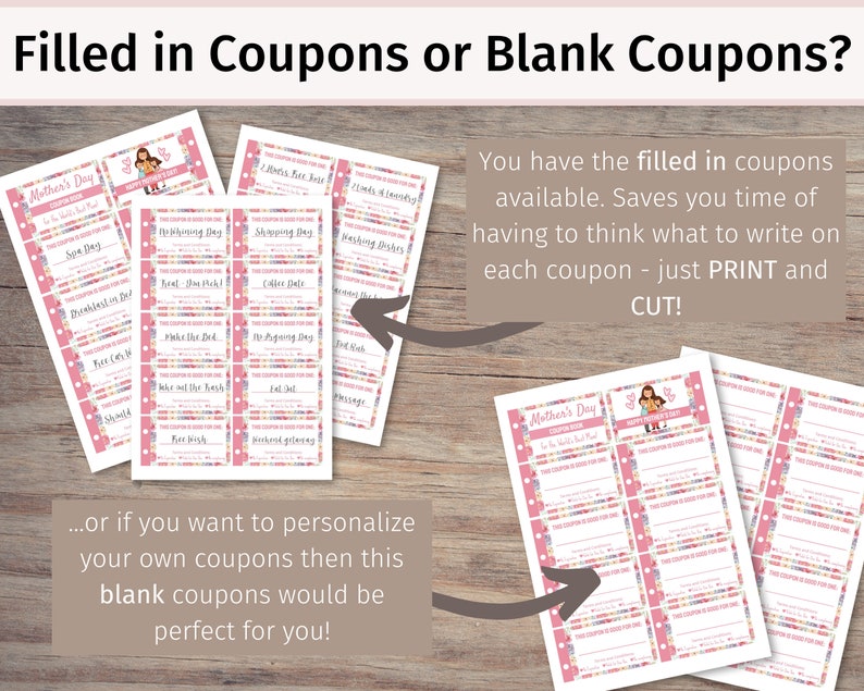 Mother's Day Printable Coupon Book Gift, Mother's Day Voucher Gift ...
