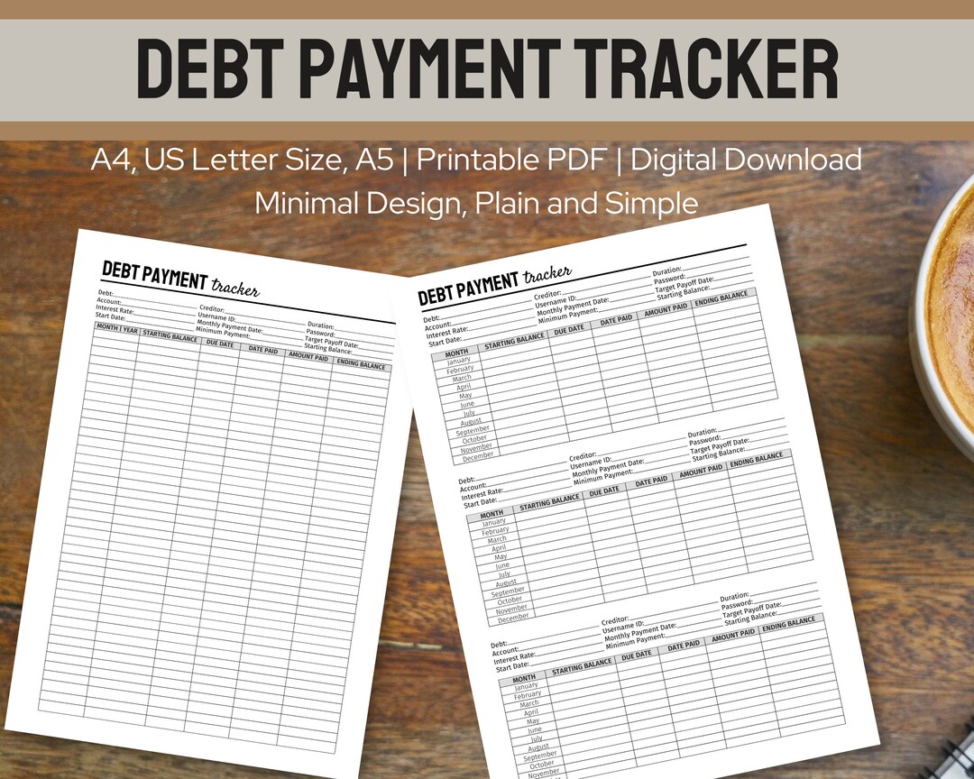 Debt Payment Tracker Printable, Debt Payment Worksheet, Debt Snowball ...