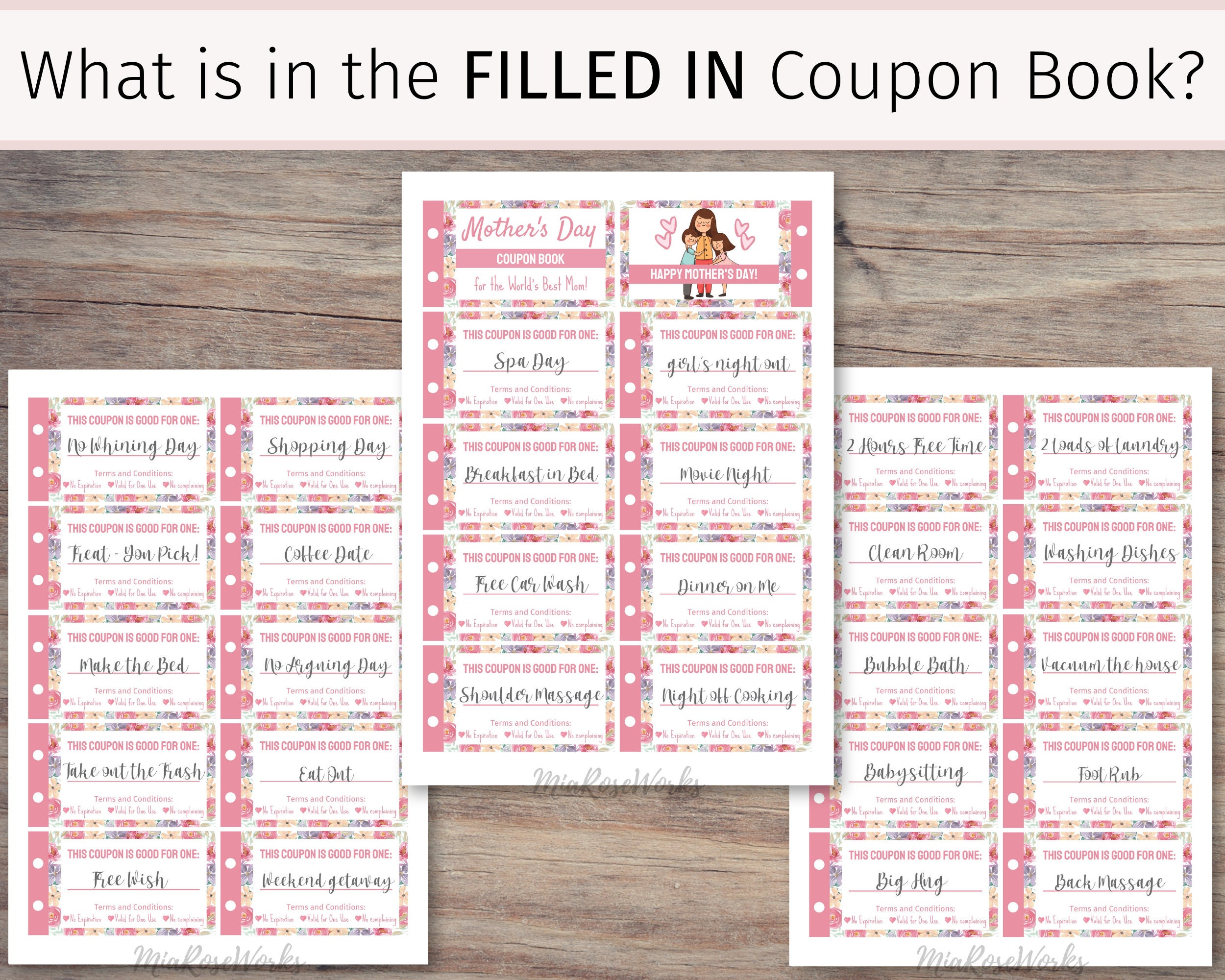 Mother's Day Printable Coupon Book Gift, Mother's Day Voucher Gift ...