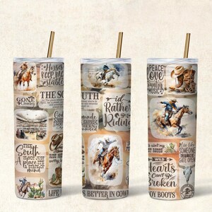 Western Rodeo 20oz Skinny Tumbler Sublimation Design, Seamless Pattern ...