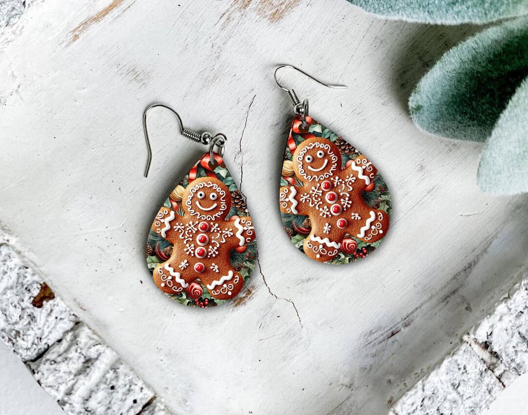 Gingerbread Man Teardrop Earring PNG Template (digital Download) - Etsy