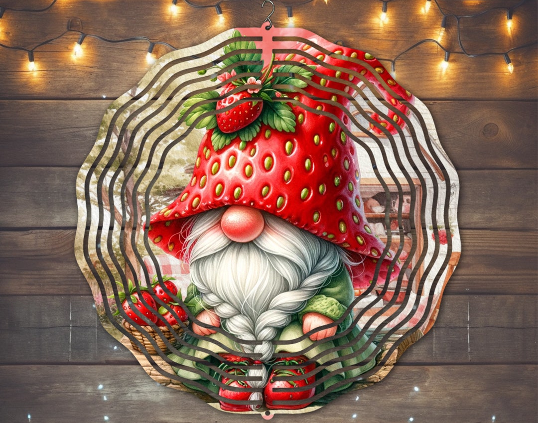 Strawberry Gnome Wind Spinner Sublimation Design, Instant Download, PNG ...