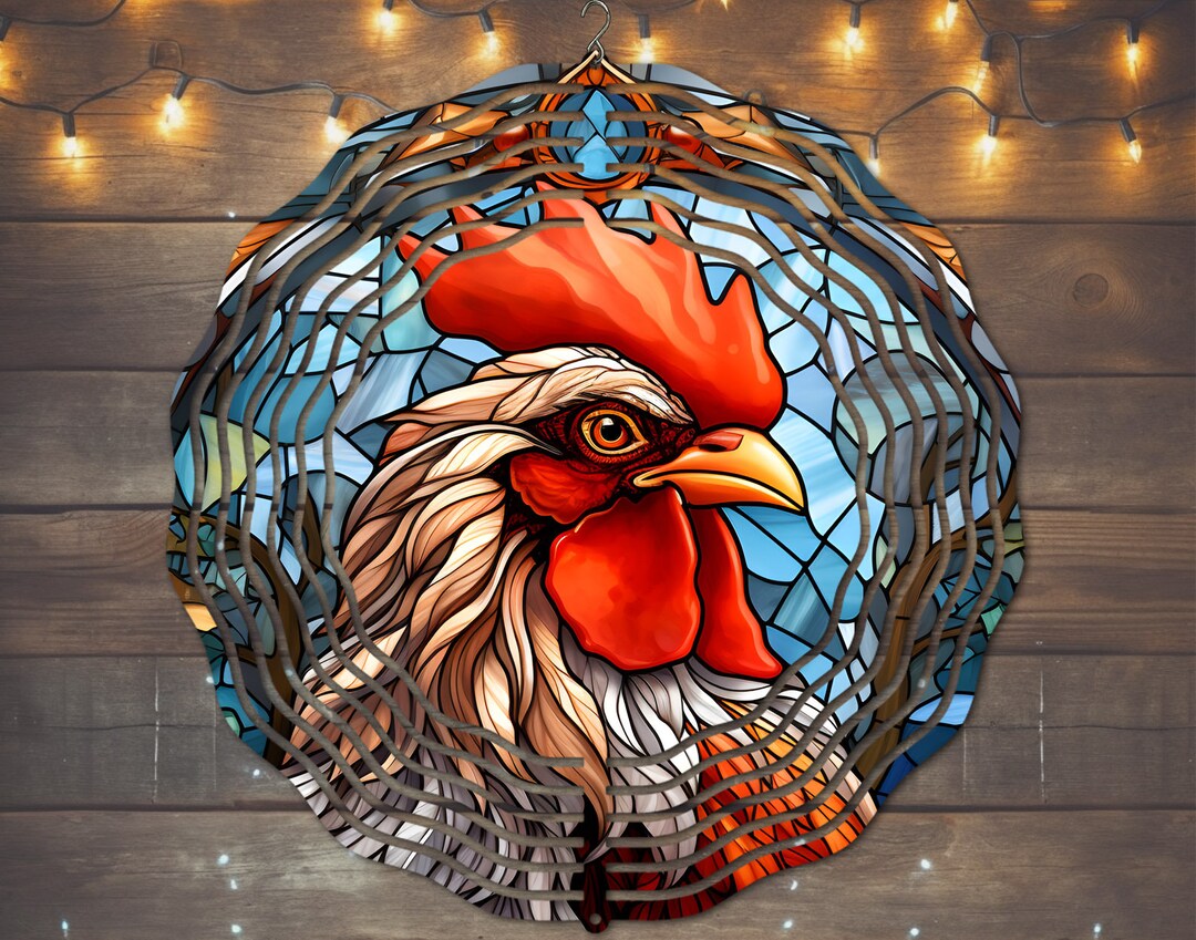 Stained Glass Hen Wind Spinner, Chicken Wind Spinner Sublimation Design ...