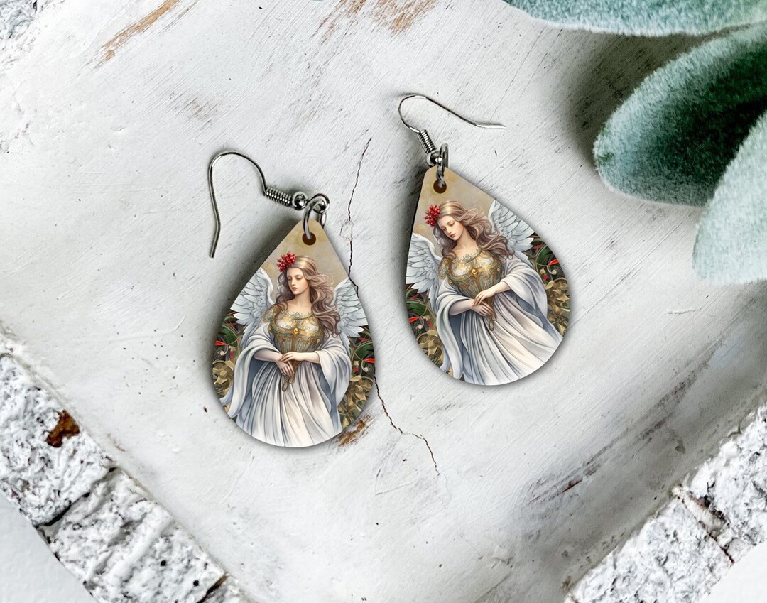 Angel Teardrop Earring Template PNG, Instant Download, Christmas Angel ...