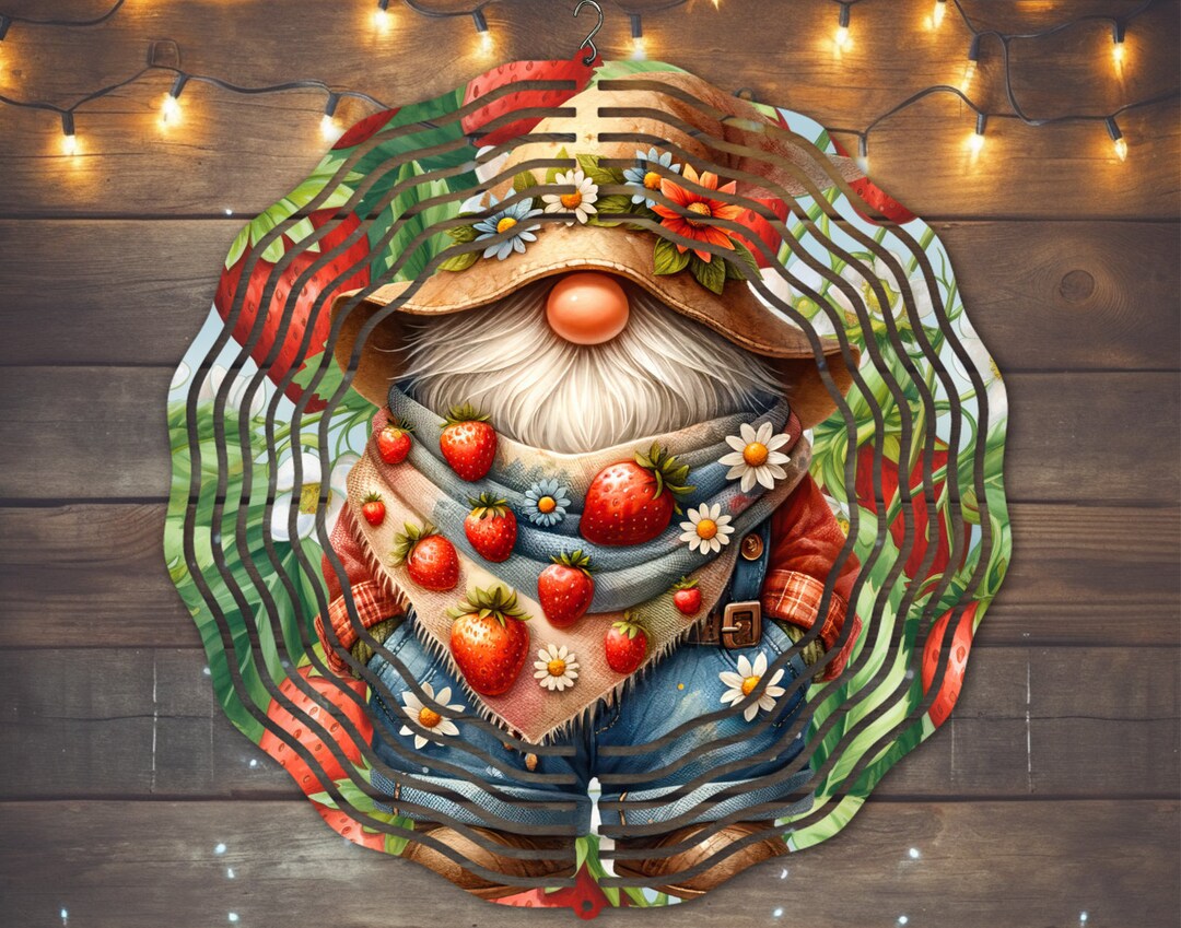 Strawberry Gnome Wind Spinner Sublimation Design, Instant Download, PNG ...
