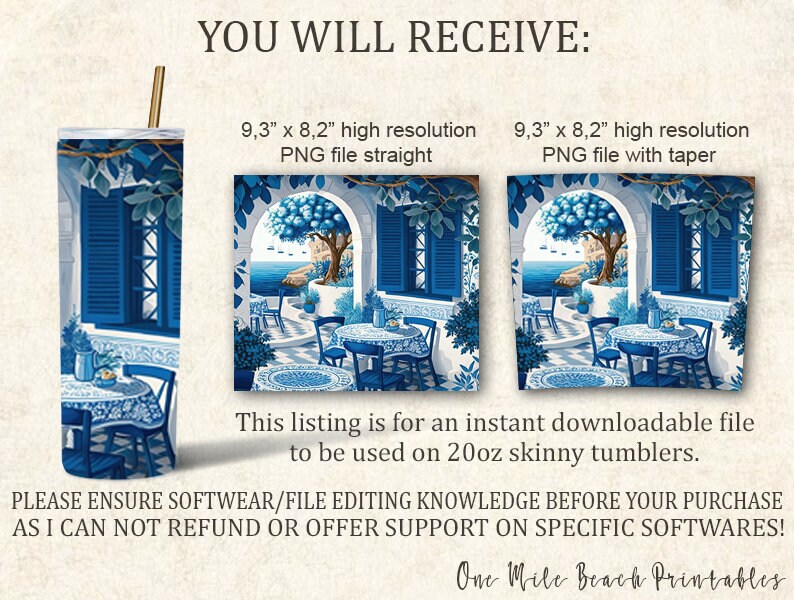 Greek Seaside Tavern Tumbler Sublimation Design (digital Download) - Etsy
