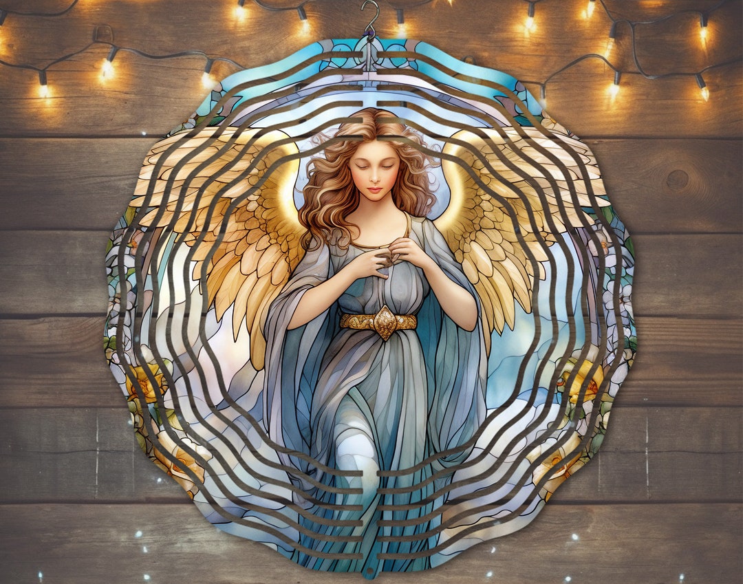 Stained Glass Angel Wind Spinner, Angel Wind Spinner Sublimation Design ...
