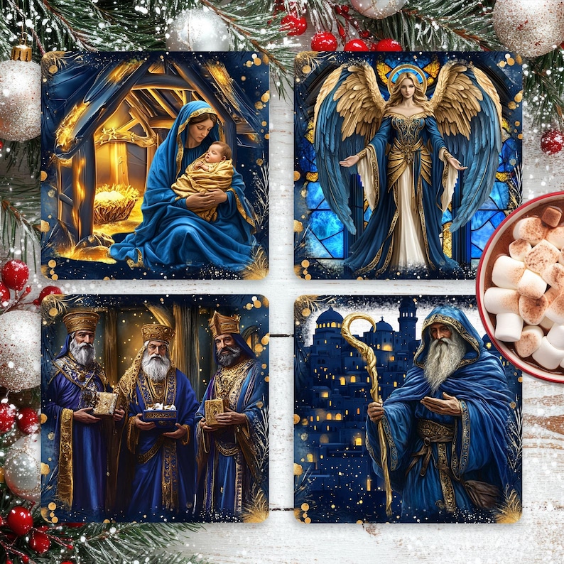Christmas Nativity Coaster Sublimation Design, Christian PNG (digital ...