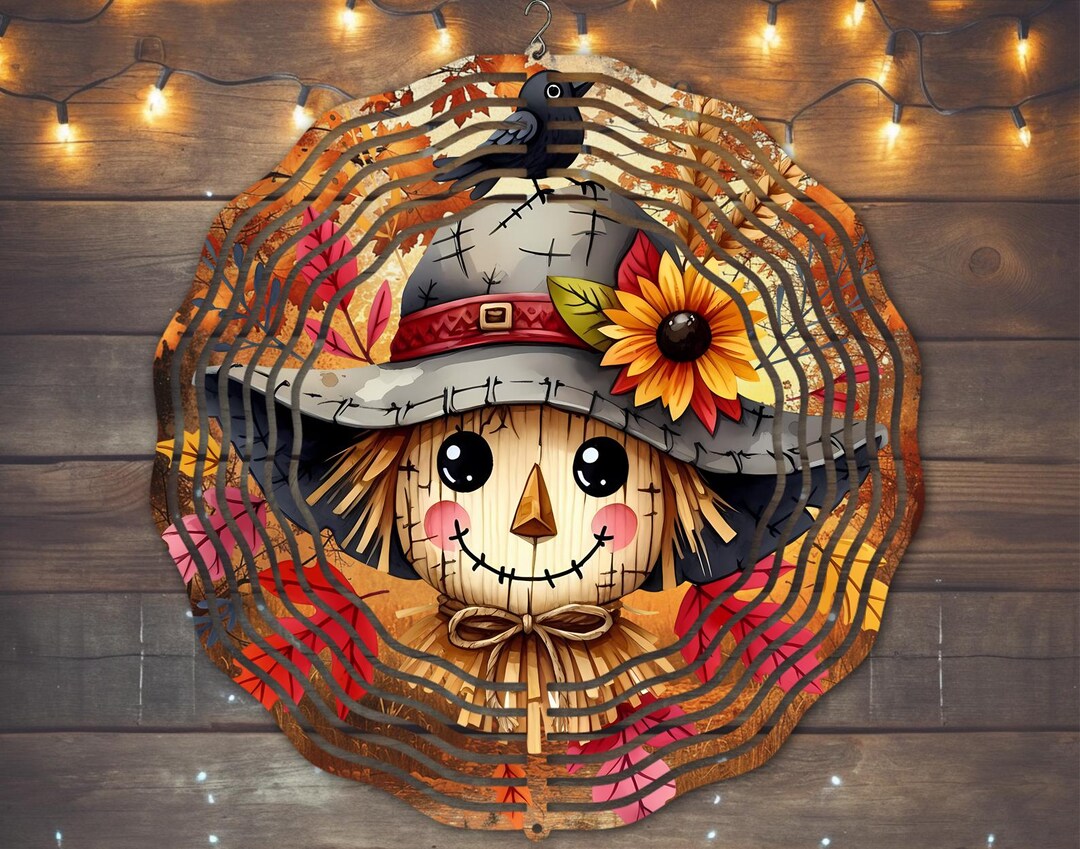 Autumn Scarecrow Wind Spinner Sublimation Design, Instant Download, PNG ...
