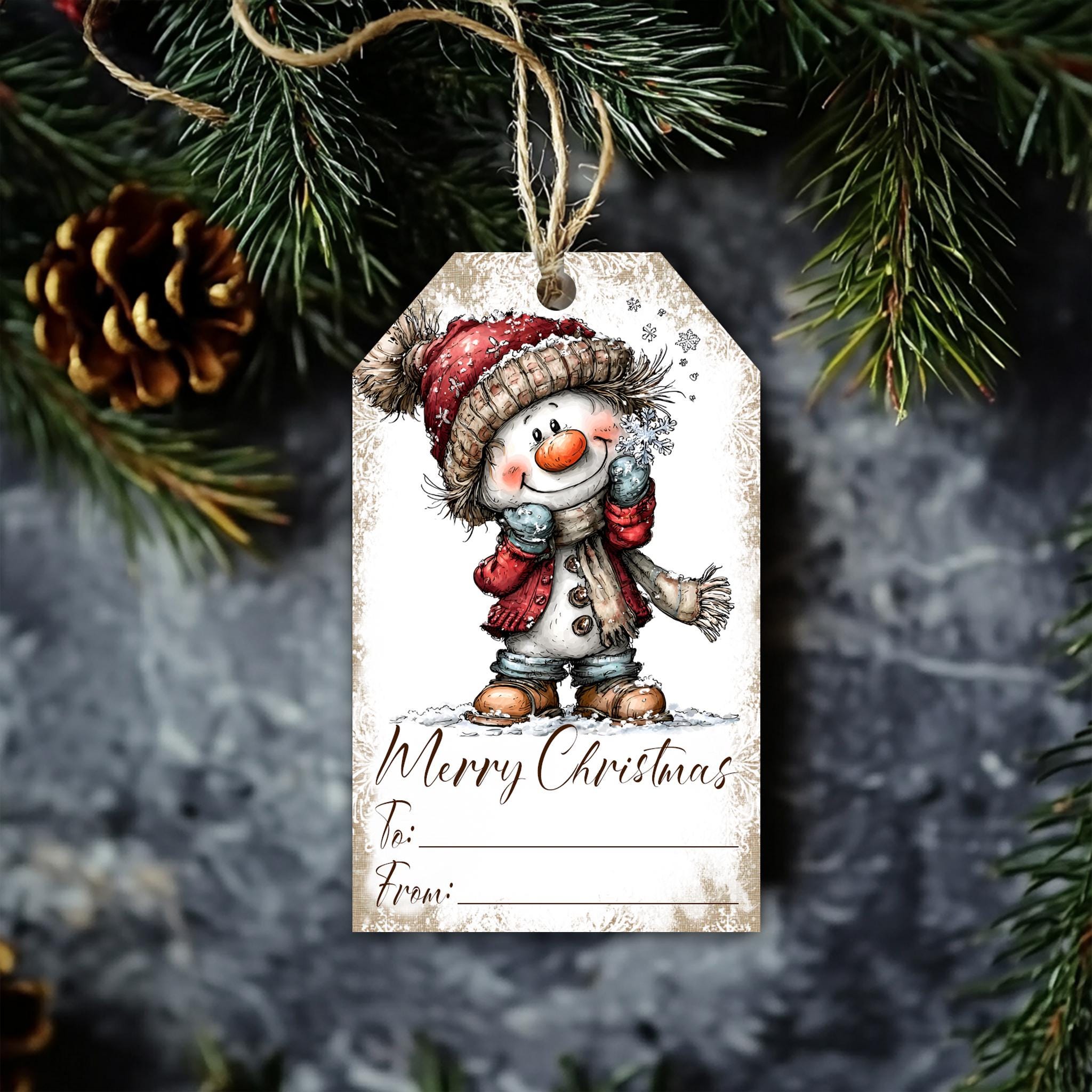 Cute Snowman Gift Tags, Holiday Labels PNG, Digital Download, Merry ...