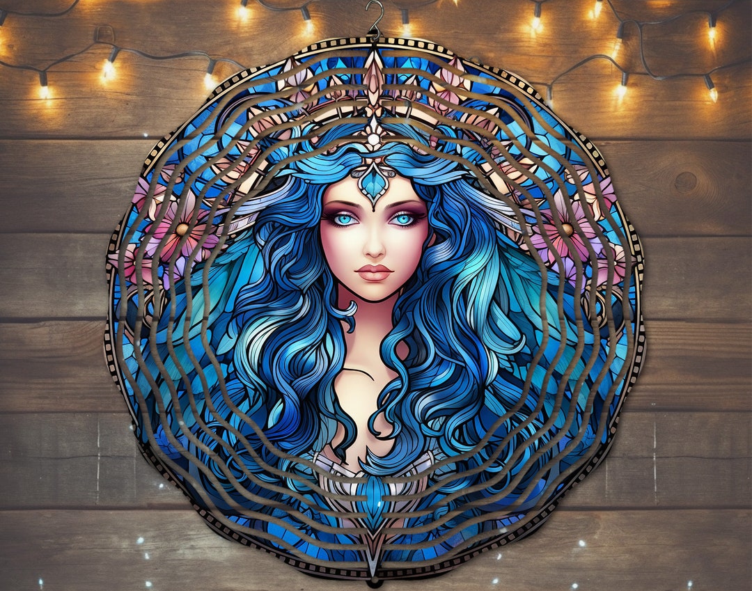 Stained Glass Angel Wind Spinner, Angel Wind Spinner Sublimation Design ...