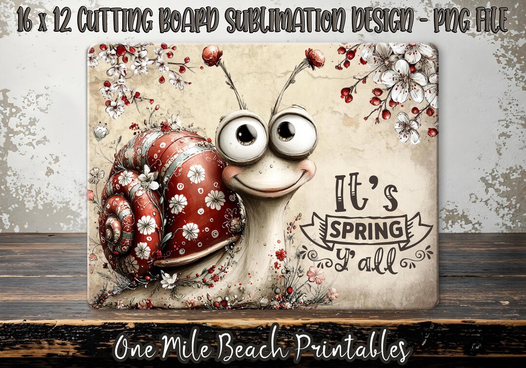 Funny Snail Kitchen Cutting Board Sublimation Designs, Spring Animal ...