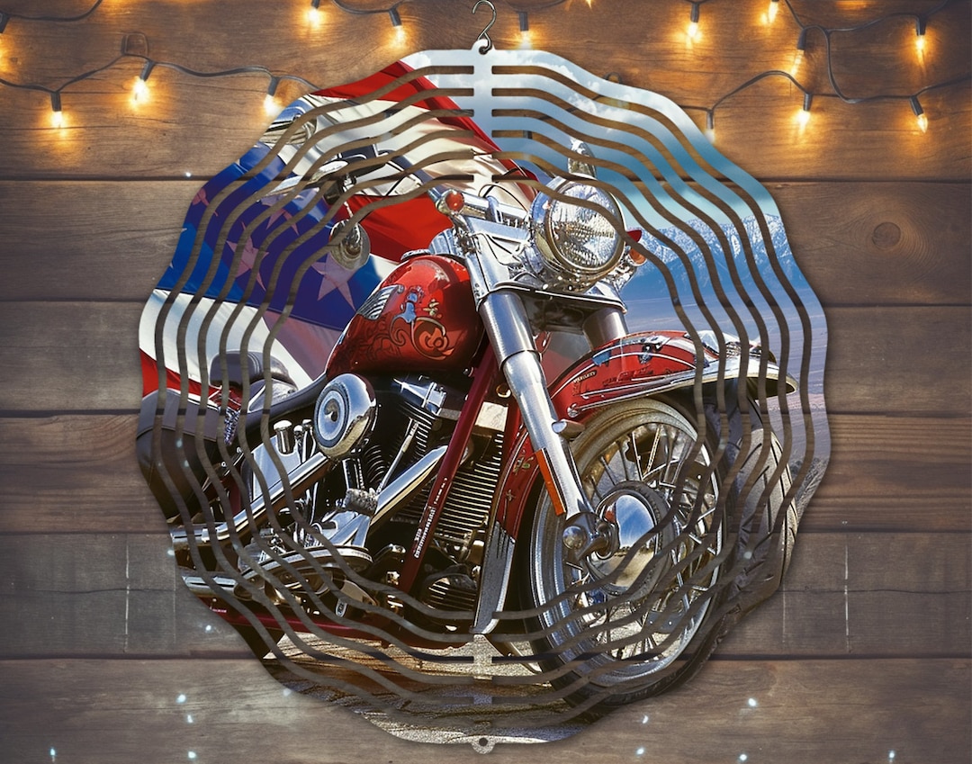 Patriotic USA Motorcycle Wind Spinner Sublimation Design, Instant ...