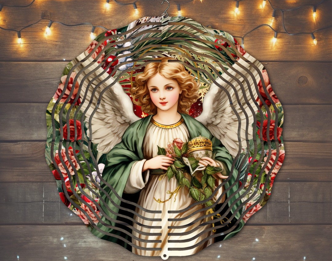 Christmas Angel Wind Spinner, Retro Angel Wind Spinner Sublimation ...