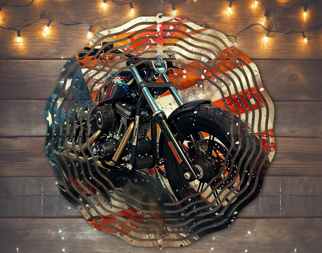 Patriotic USA Motorcycle Wind Spinner Sublimation Design, Instant ...