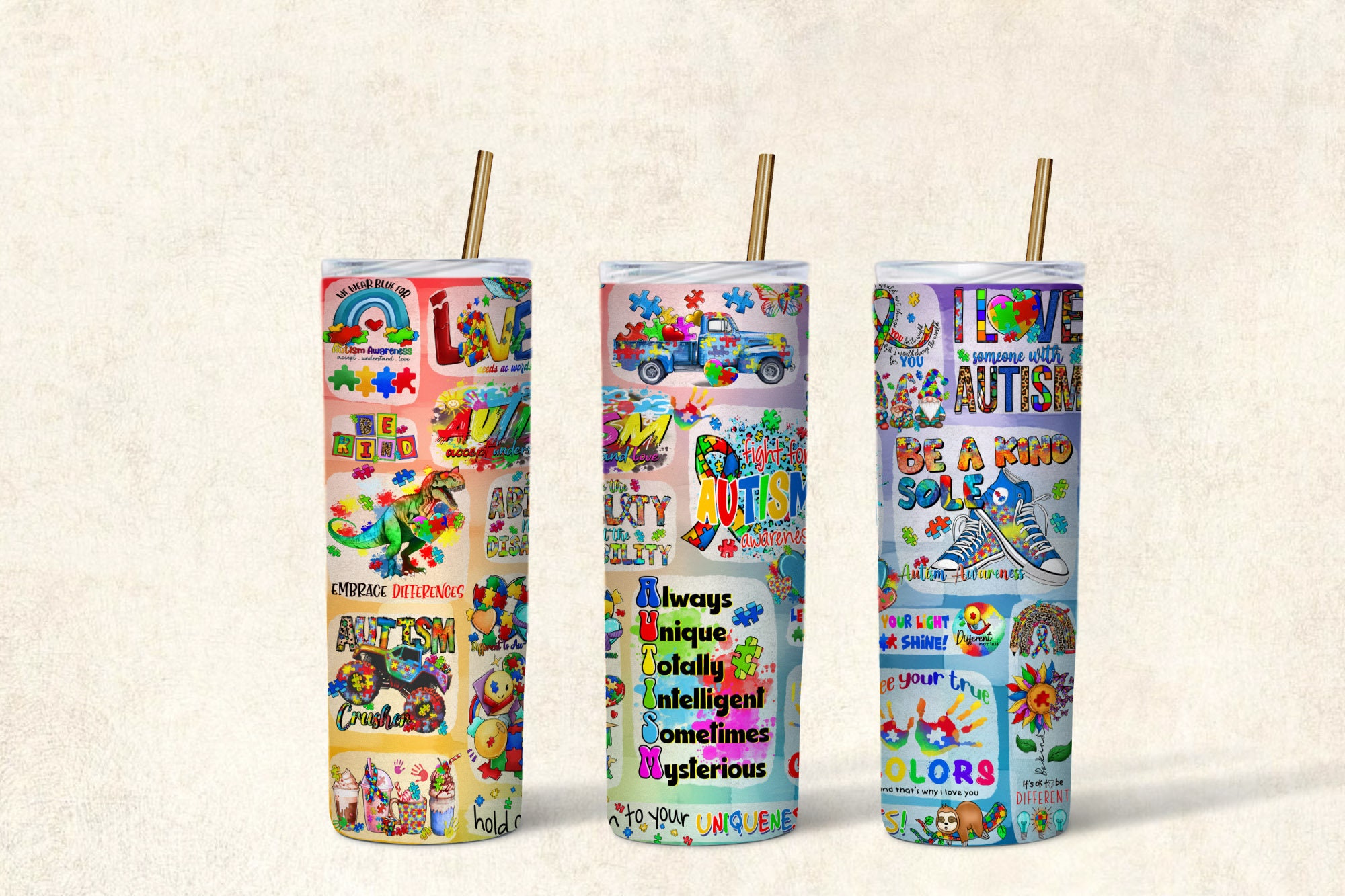 Autism Awareness 20oz Tumbler Wrap, Sublimation Design (PNG) - Etsy