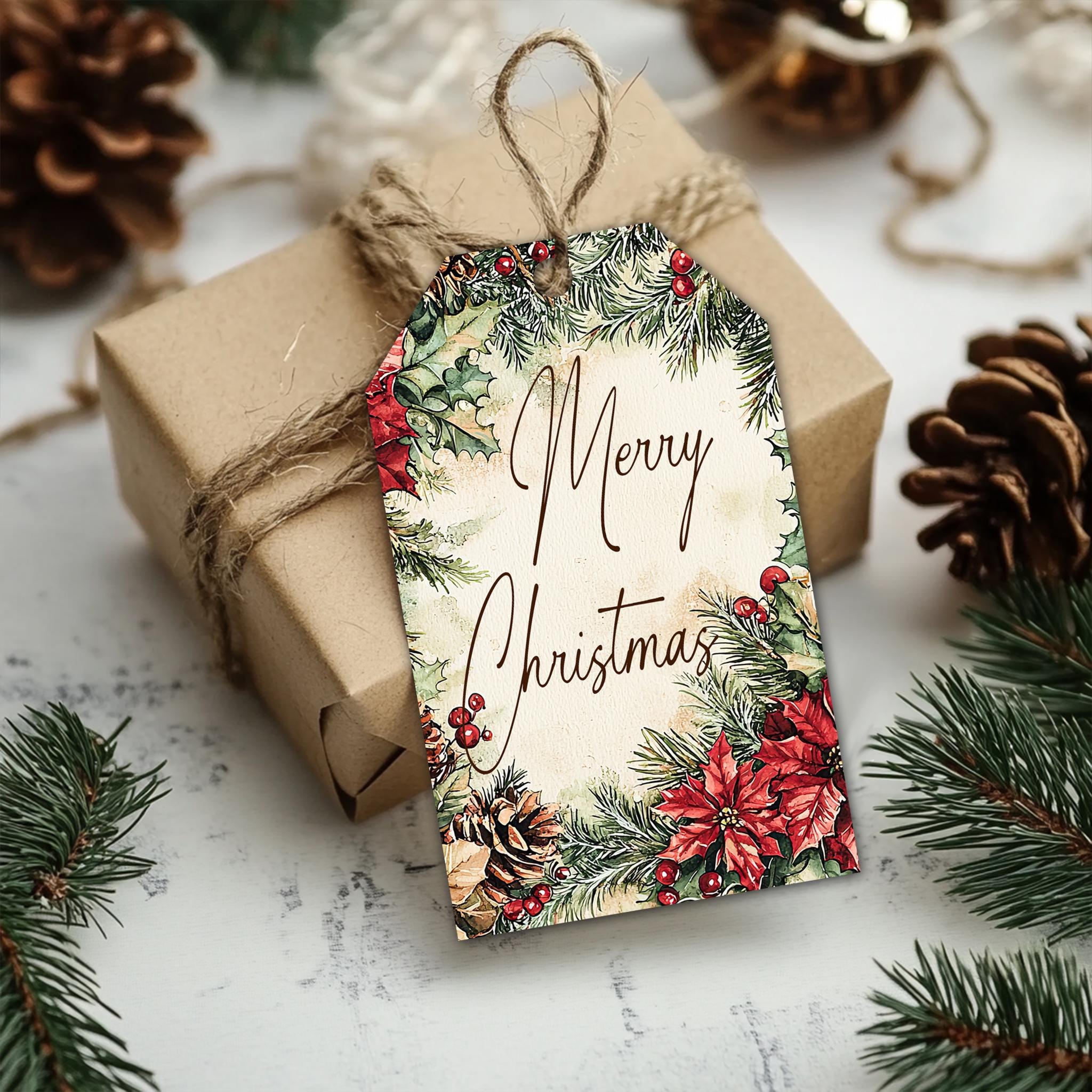 Rustic Christmas Gift Tags, Holiday Labels PNG, Digital Download ...