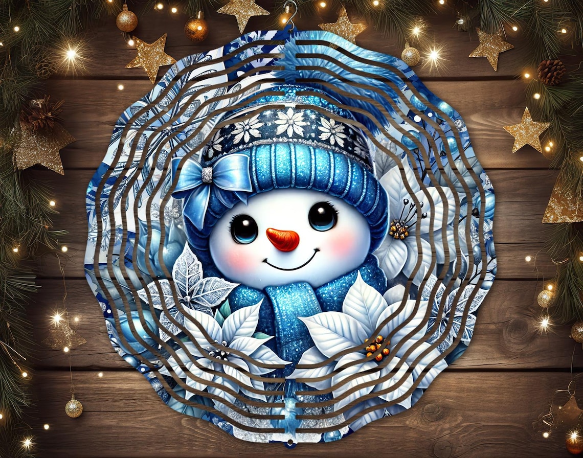 Snowman Wind Spinner Sublimation Design, 10x10 PNG File (digital ...