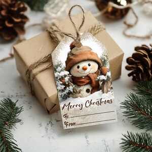 Rustic Snowman Gift Tags, Holiday Labels PNG, Digital Download ...
