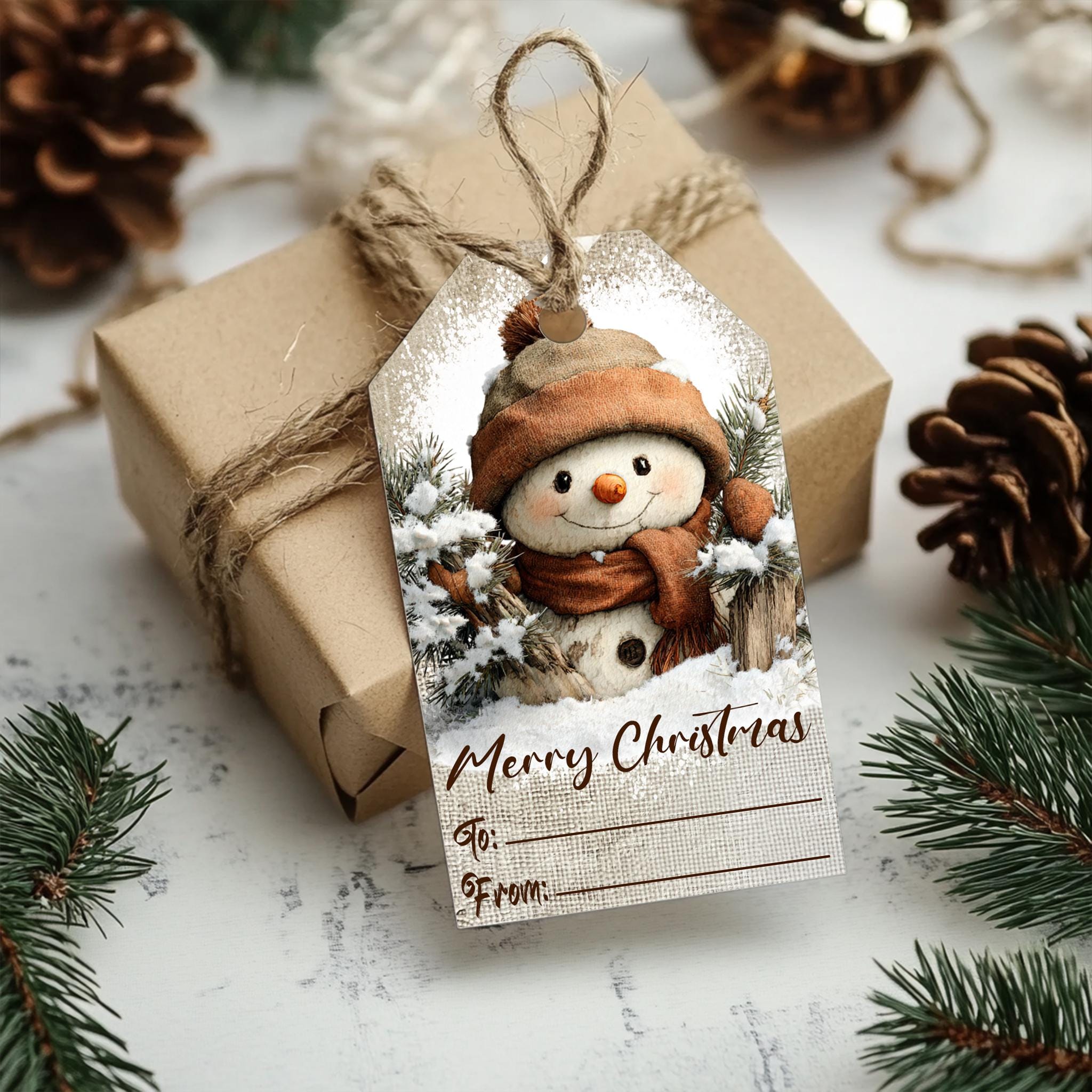 Rustic Snowman Gift Tags, Holiday Labels PNG, Digital Download ...