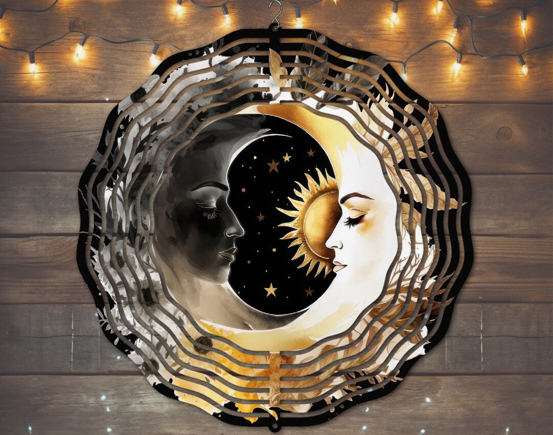 Celestial Wind Spinner Sublimation Design, Sun & Moon (PNG, Digital ...