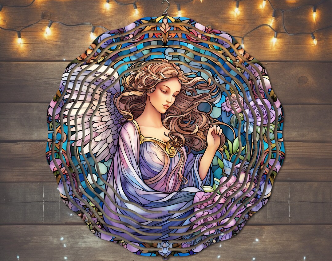 Stained Glass Angel Wind Spinner, Angel Wind Spinner Sublimation Design ...