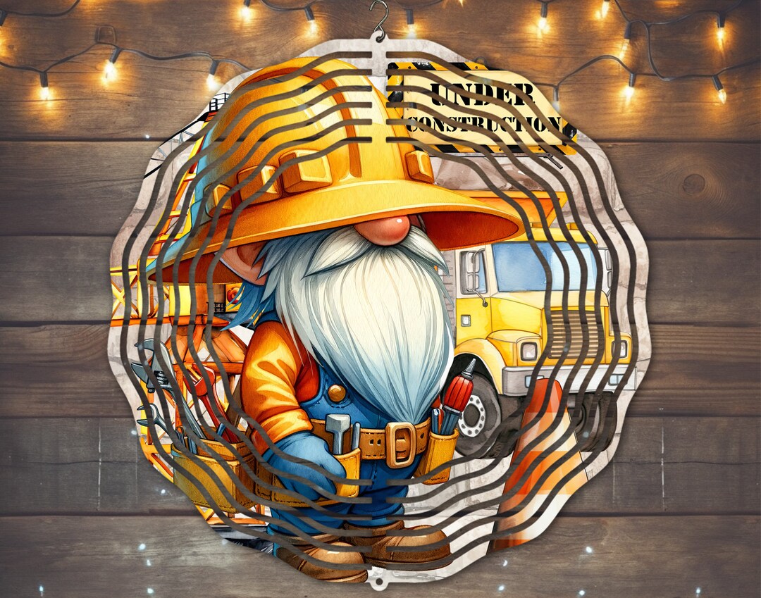 Construction Gnome Wind Spinner Sublimation Design, Instant Download ...