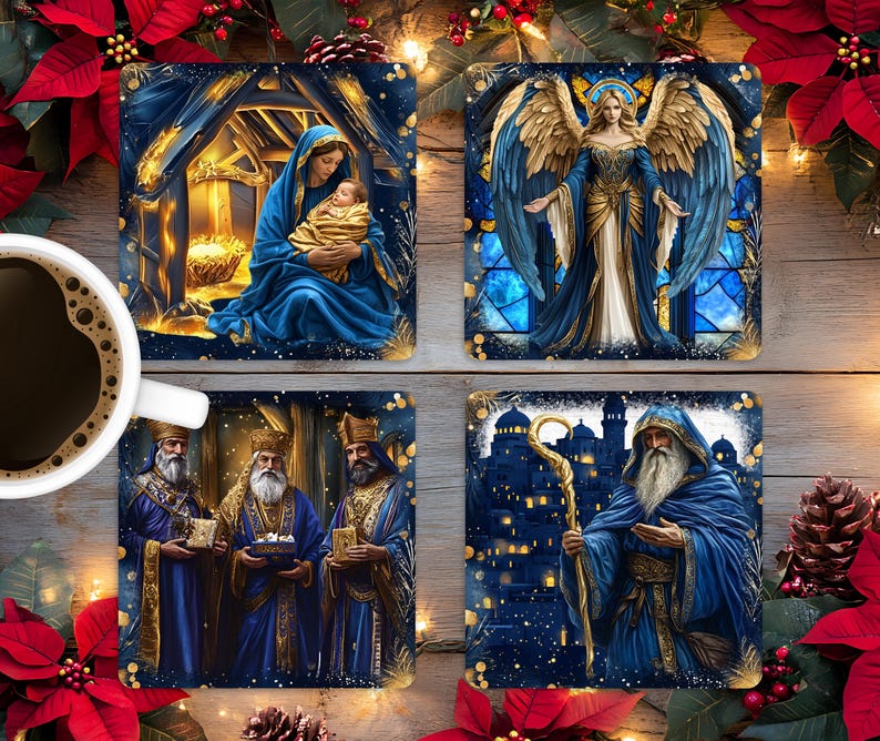 Christmas Nativity Coaster Sublimation Design, Christian PNG (digital ...