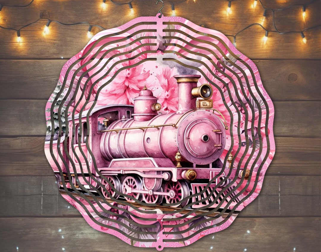 Pink Christmas Train Wind Spinner, Train Sublimation Design, Instant ...