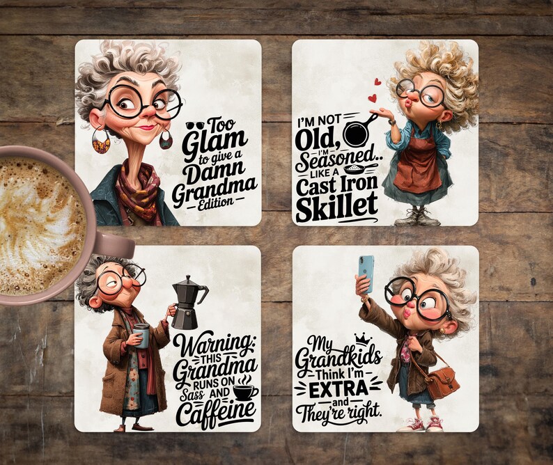 Funny Grandma Coaster Set, Sarcastic Sayings, Sublimation Design ...