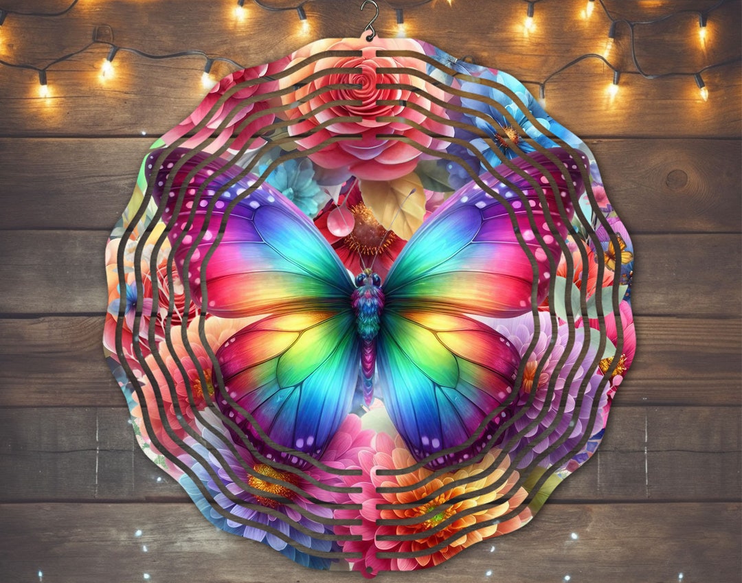 Rainbow Butterfly Wind Spinner Sublimation Design (PNG File) - Etsy