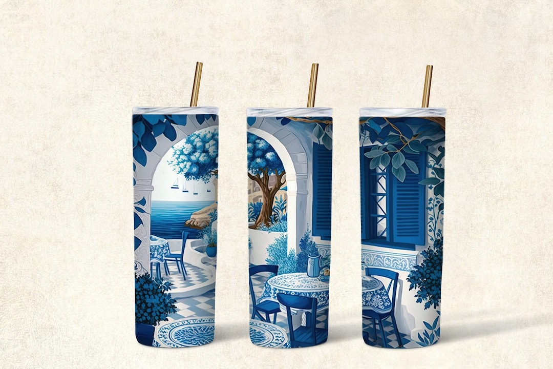 Greek Seaside Tavern Tumbler Sublimation Design (digital Download) - Etsy