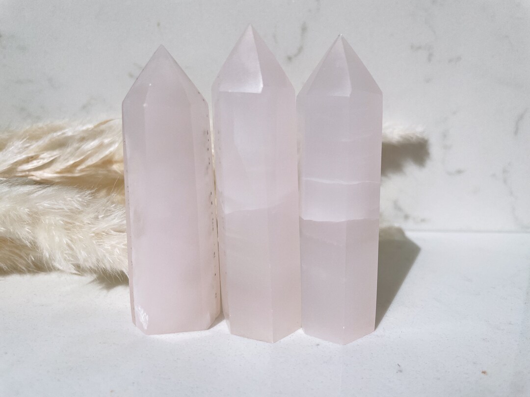 UV Reactive Pink Mangano Calcite Towers, Crystal Tower, Obelisk Crystal ...