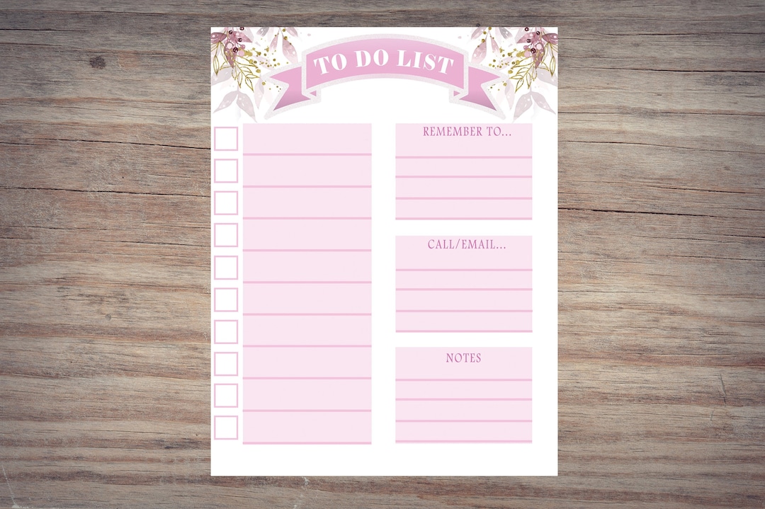 Pink Floral to Do List Daily Planner - Etsy