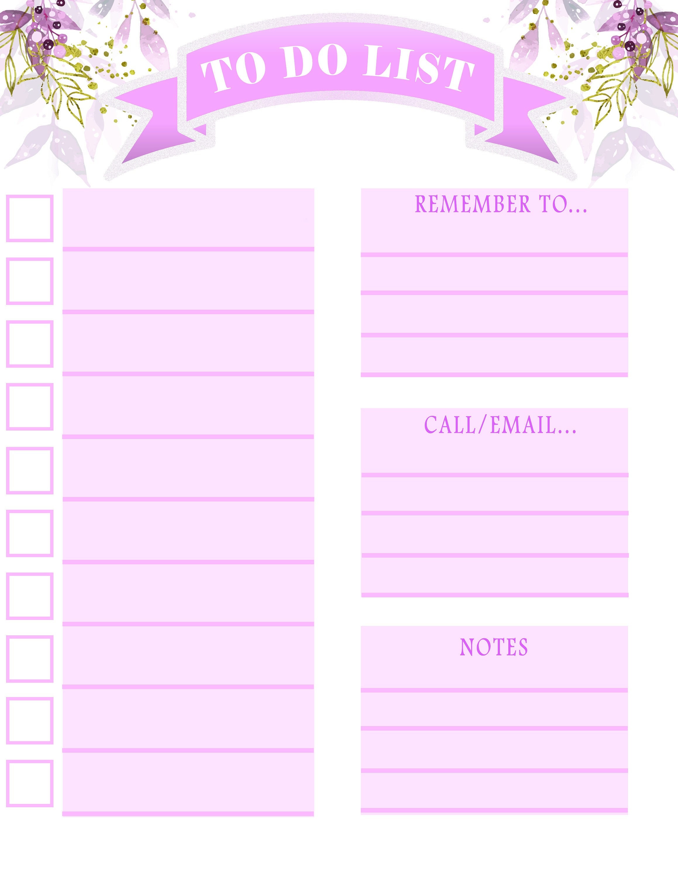 Pink Floral to Do List Daily Planner - Etsy