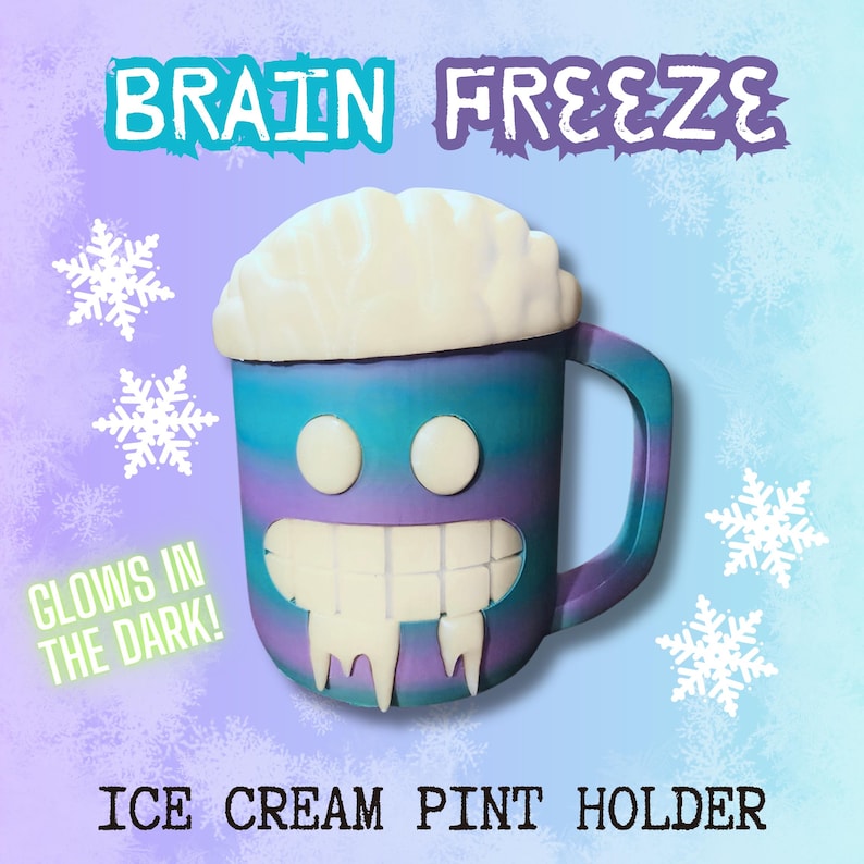Brain Freeze Ice Cream Pint Holder *GLOWS* - Etsy