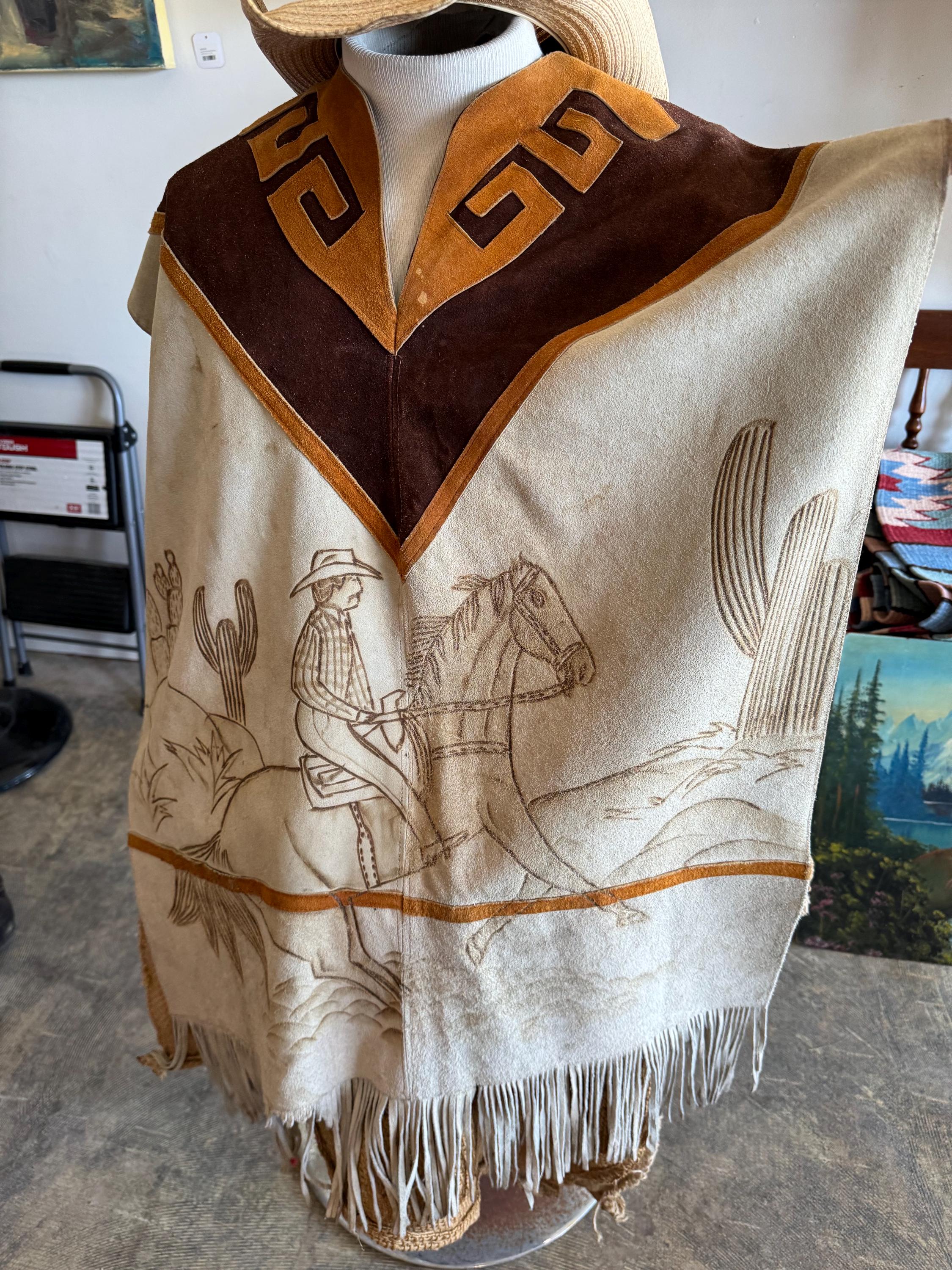 Vintage Mexican Leather Poncho - Etsy