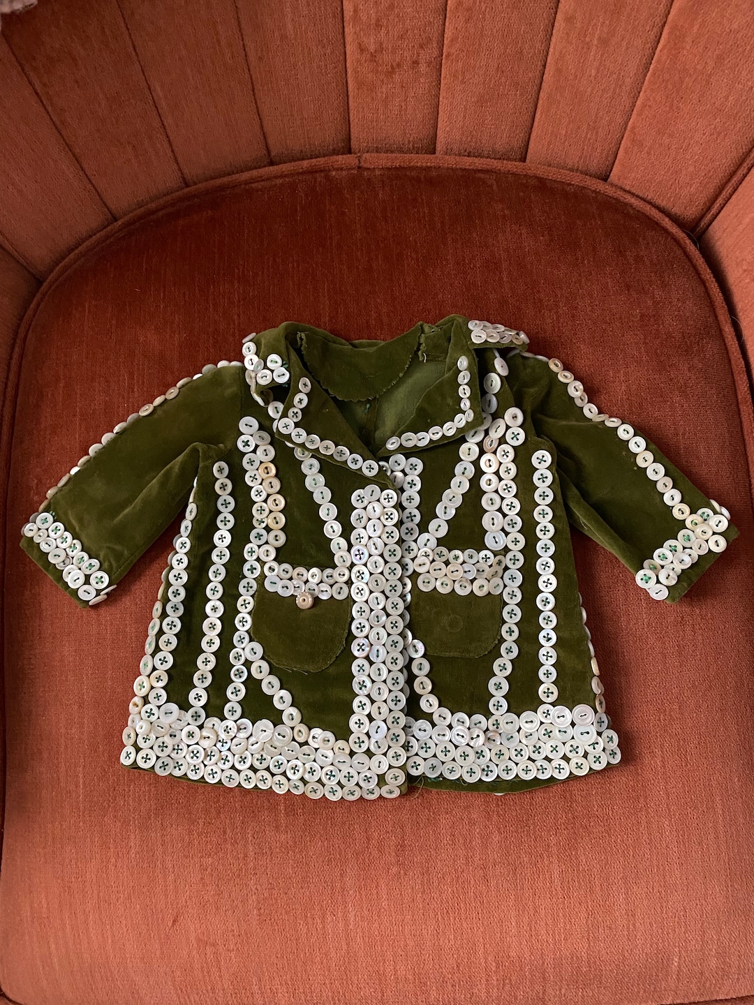 Groovy Infant/doll Green Velvet Jacket - Etsy