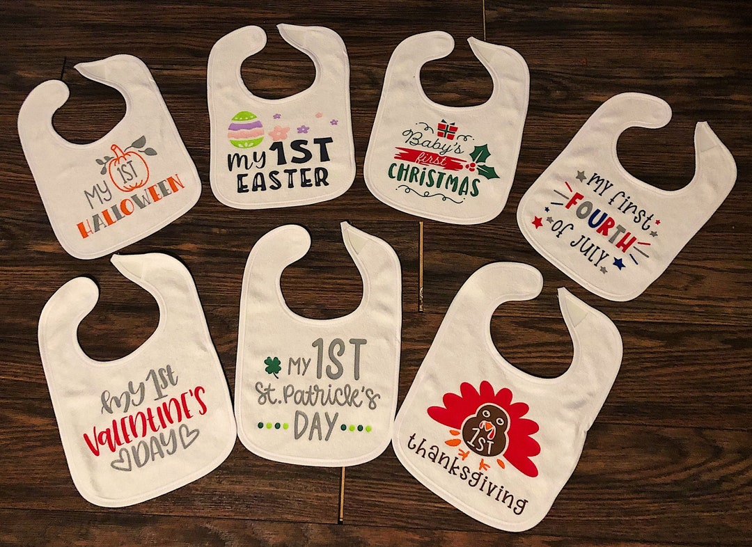 Baby's "firsts Holiday" Bibs - Etsy