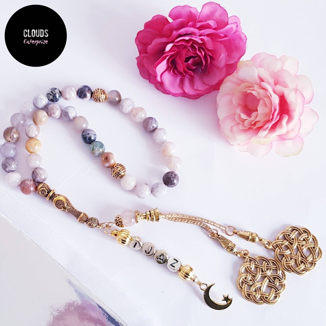 Personalised Tasbeeh Tasbih Masbaha Misbaha Misbah Natural Aqeeq Agate ...