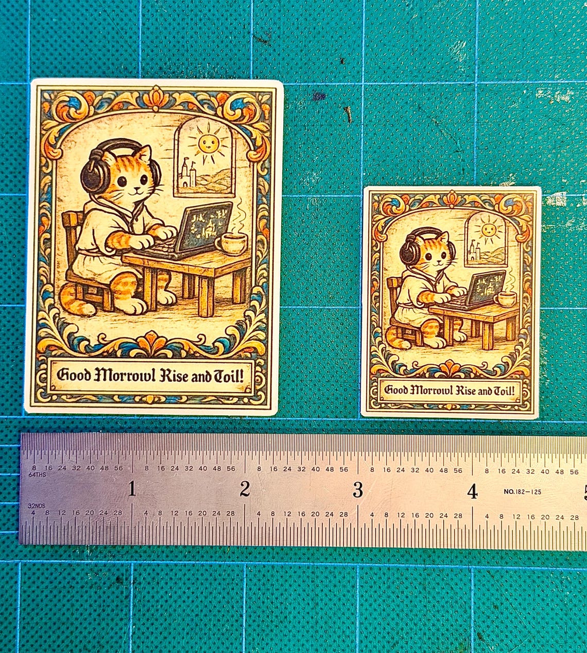 Medieval Cat Sticker - Good Morrow! Rise and Toil! - Witchy Vintage ...