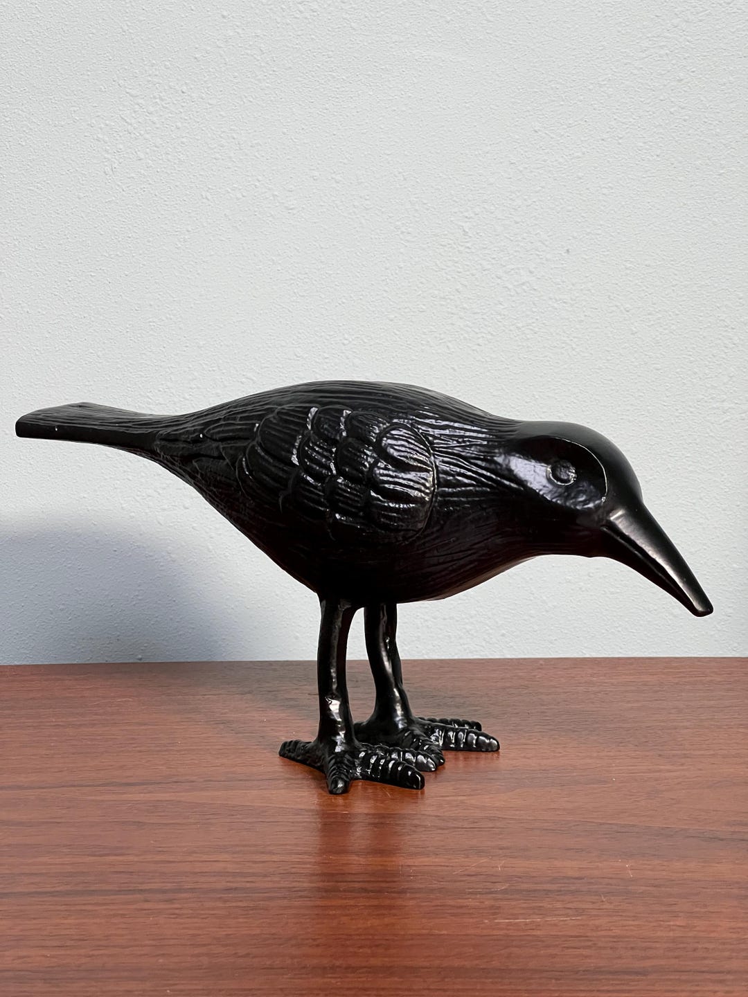 Metal Crow Home Decor, Sculpture, Heavy, Spooky Halloween Decor, Raven ...