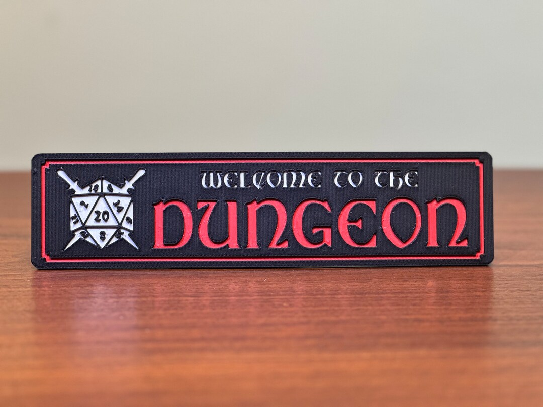 Welcome to the Dungeon 3D Printed Sign Placard Dungeons and Dragons Dnd ...