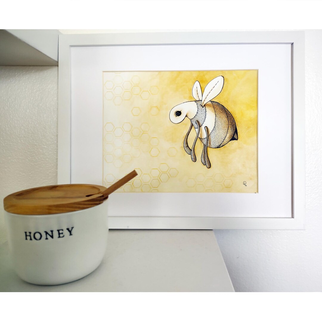 Just Buzz, 9x12 Painting, Original Art, Mixed Media Painting, Bee Art ...