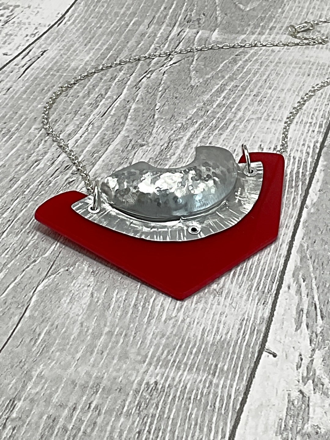 Recycled Aluminium Necklace Made From Drink Can Bases, Hammered Texture ...