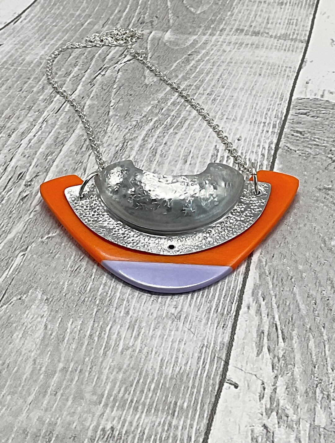 Recycled Aluminium Necklace, Upcycled Drink Can, Hammered Domed Metal ...