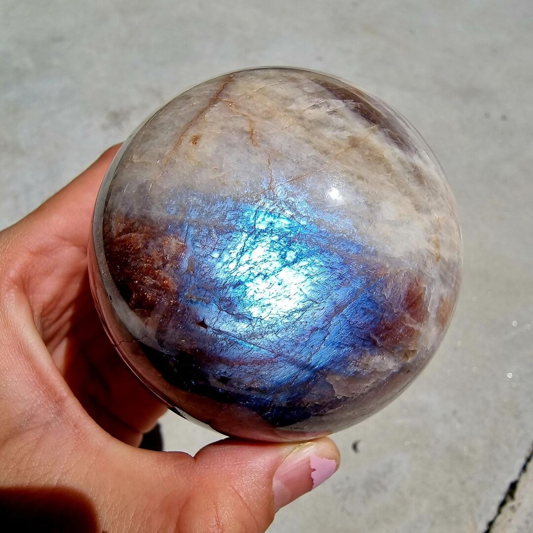 Blue Flash Sunstone Moonstone Sunstone Moonstone Sphere - Etsy