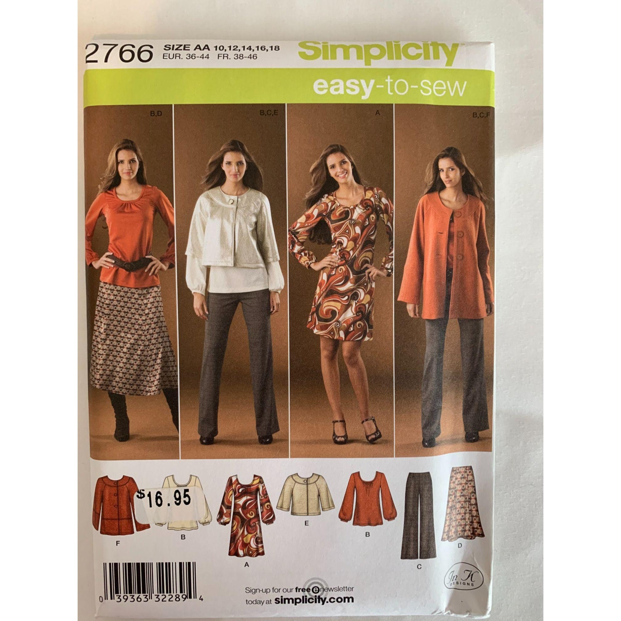 Simplicity Easy-to-Sew Sewing Pattern 2766 AA for Women | Etsy