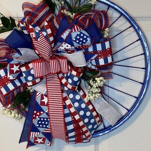 Bicycle Wreath, Bike Wreath, Bicycle Wheel Wreath, Patriotic Wheel ...