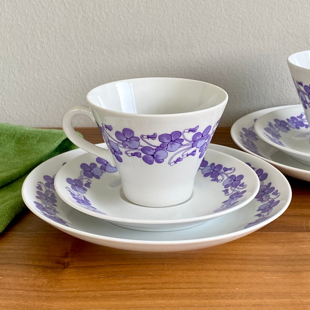 Arabia Finland VIOLA Coffee Cup, Saucer and Cake Plate - Etsy